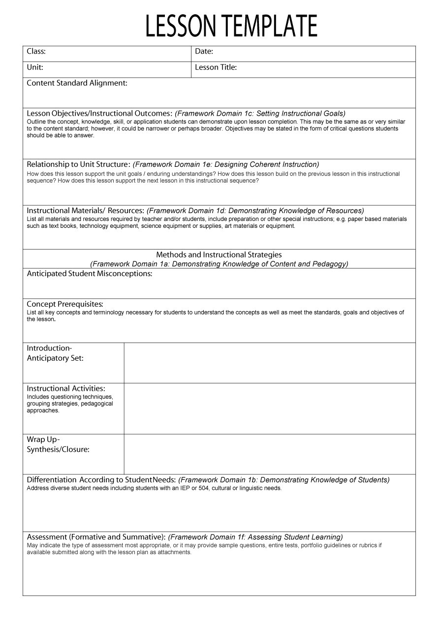 46 Formal Lesson Plan Template PNG Infortant Document